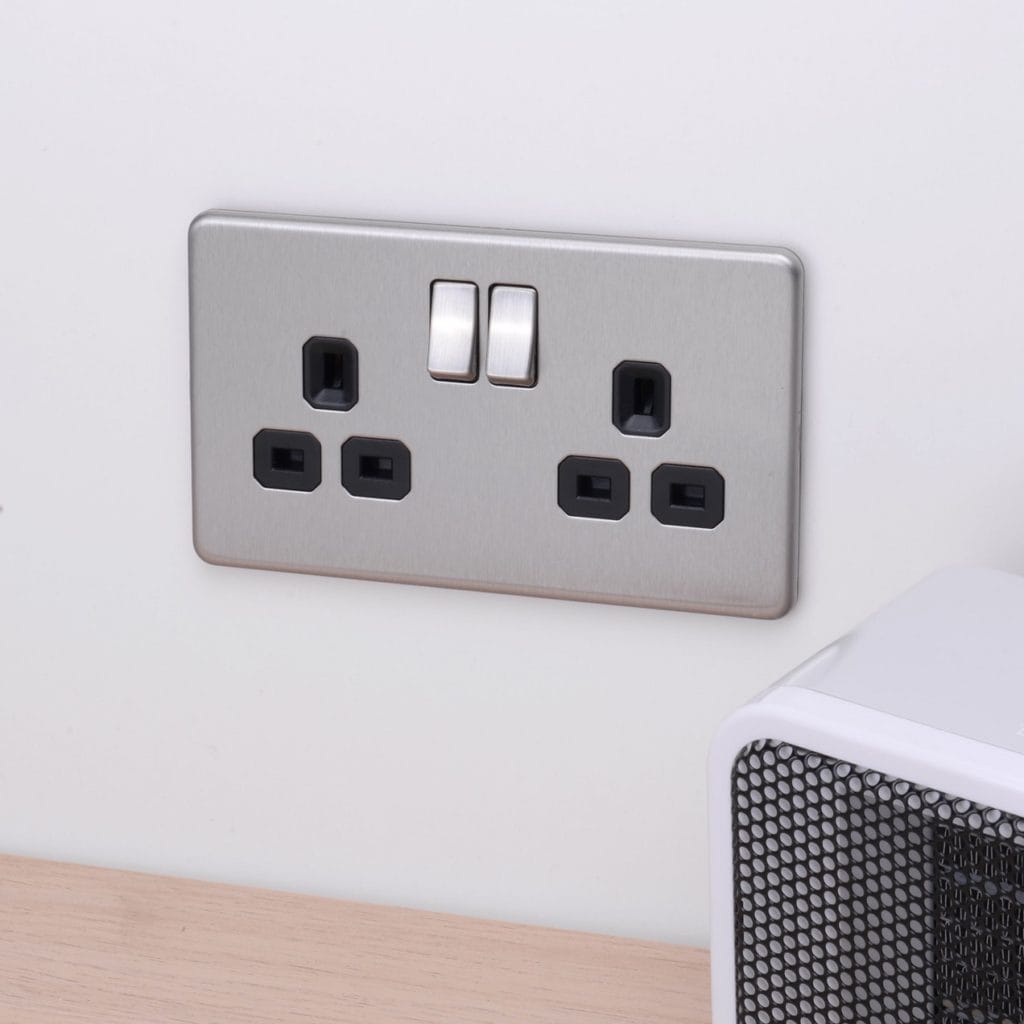 Flat Plate Screwless 2G DP Switched Double Socket | See Switches