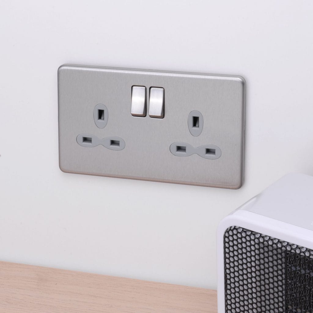 Slimline Screwless 2G DP Switched Double Socket | See Switches