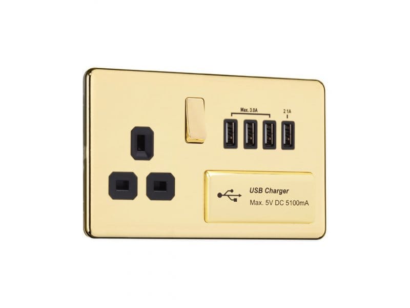 Flat Plate Screwless 45 AMP Cooker Switch Socket Outlet with Dual USB ...
